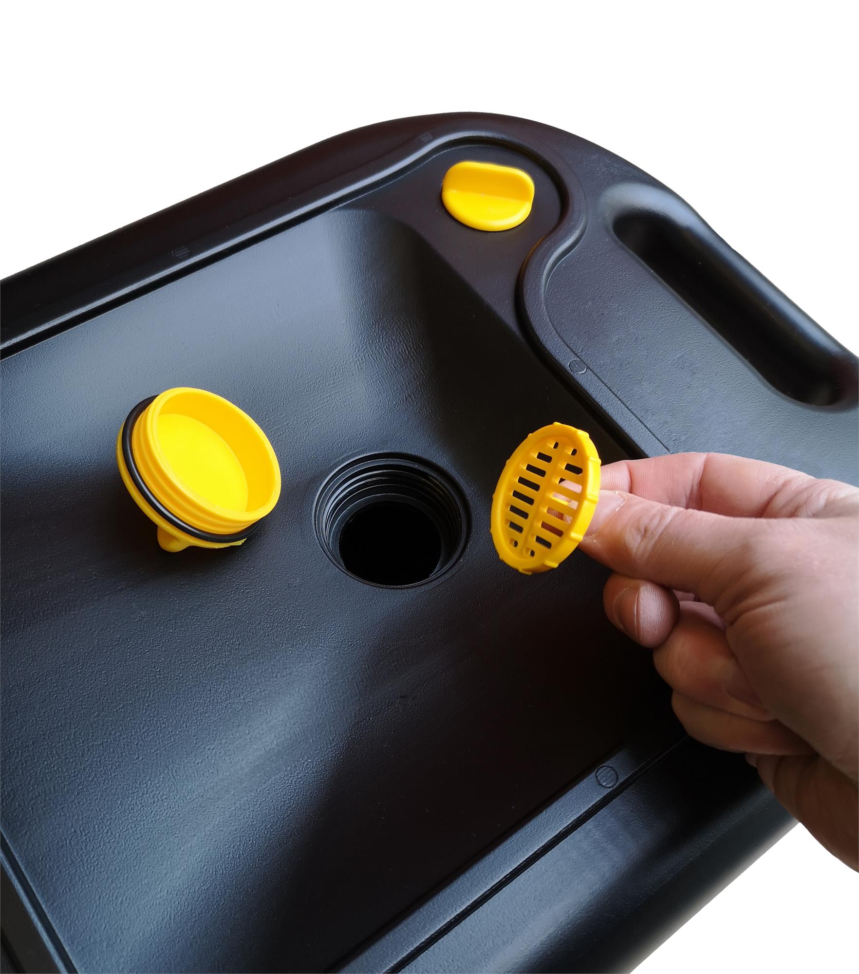 10L Black Waste Water Container with 28.5mm Hose and Cone. Compact size ...